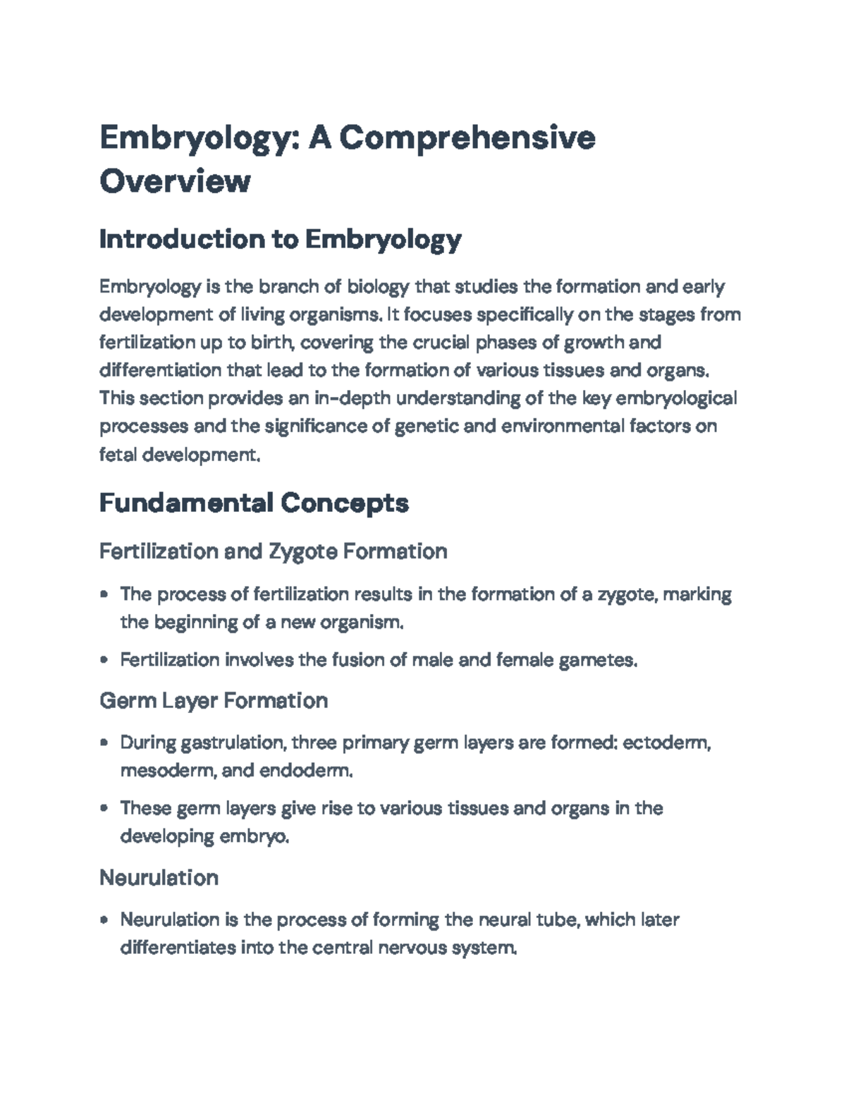 Embryology: Key Processes and Clinical Insights in Development (BIO101 ...