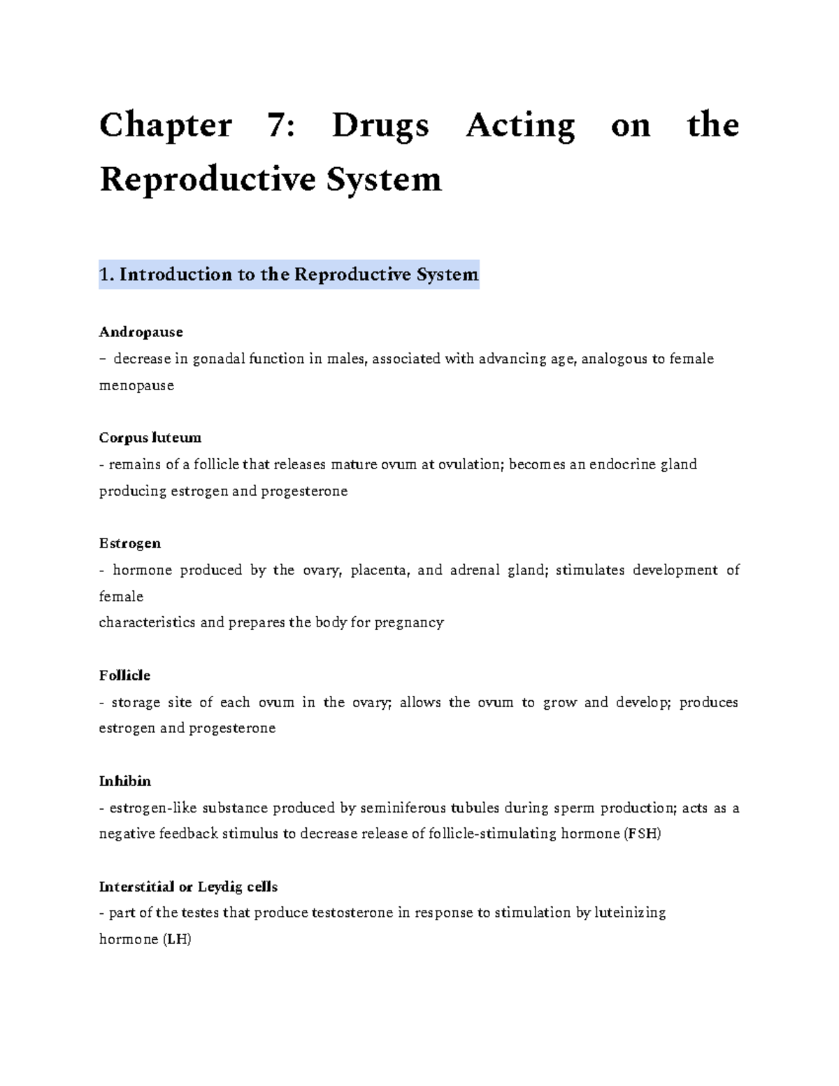 Pharma P3 Reviewer - Chapter 7: Drugs Acting on the Reproductive System ...
