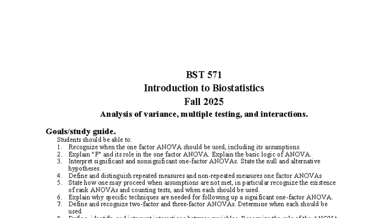 BST 571 Final Exam Guide: ANOVA Concepts and Applications - Studocu