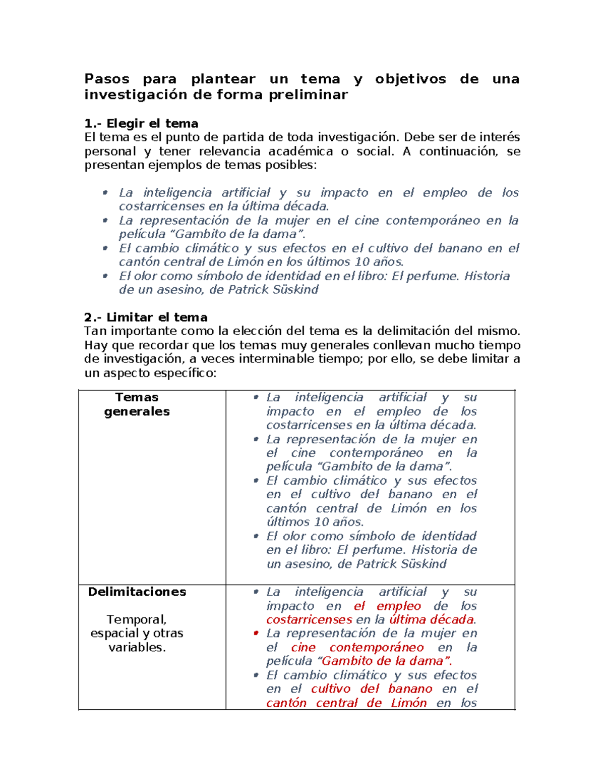 Pasos para Definir Tema y Objetivos de Investigación Preliminar - Studocu