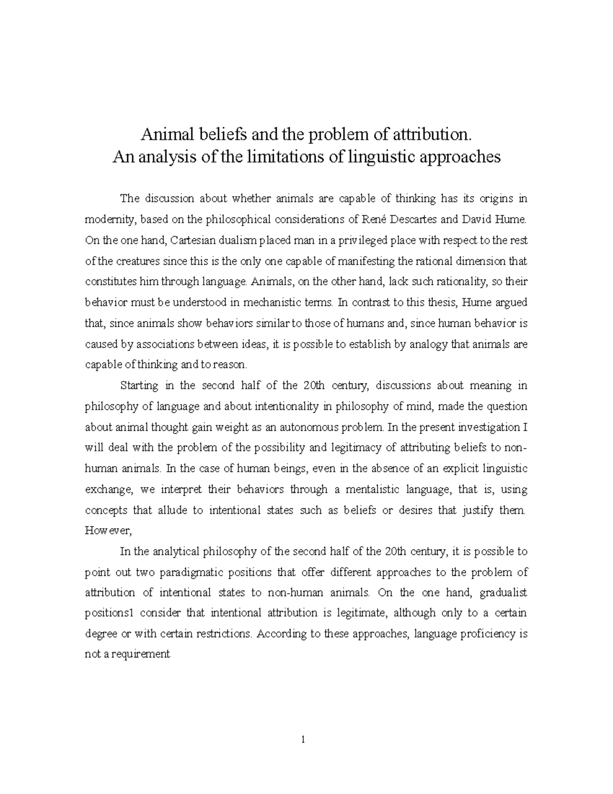 Animal beliefs and the problem of attribution An analysis of the ...