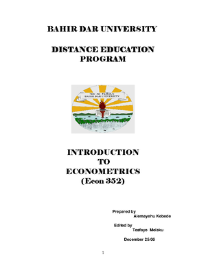 Microeconomics I Module Final - WOLLO UNIVERSITY COLLEGE OF BUSINESS ...