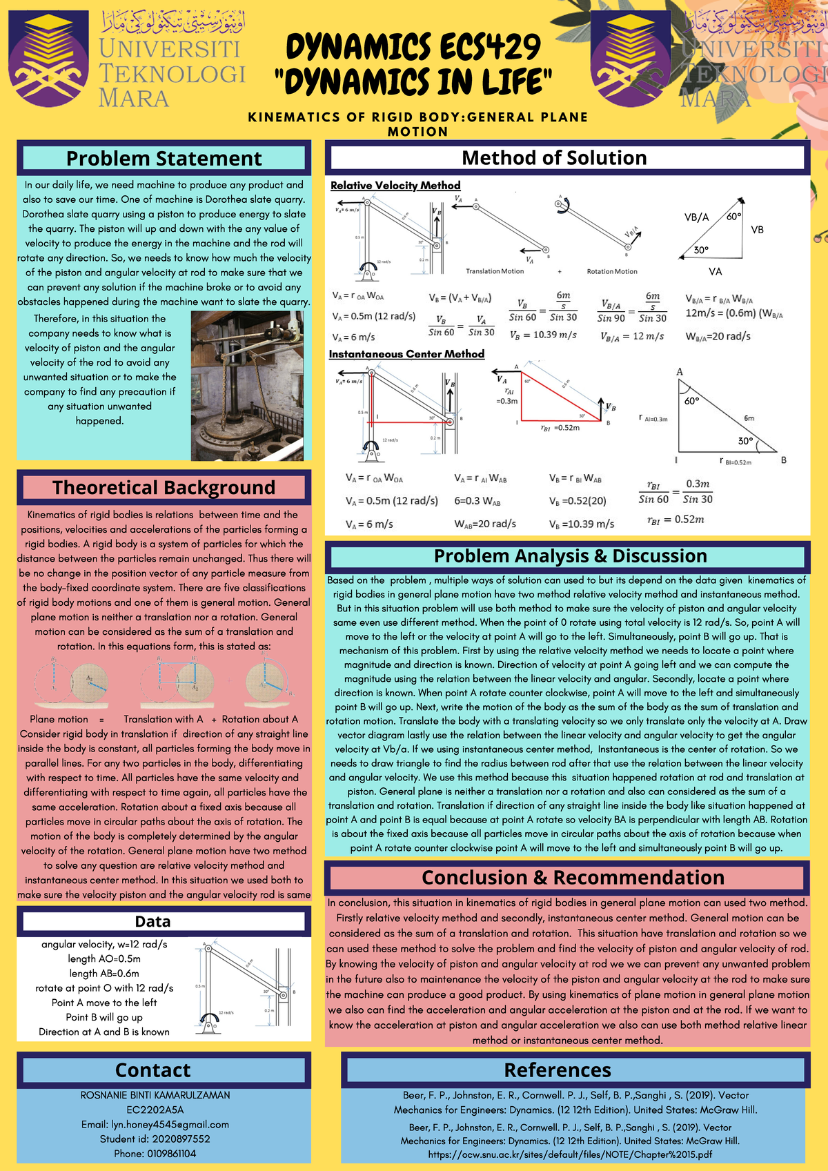 PROJECT ASSIGNMENT DYNAMIC POSTER - Dynamics - UiTM - Studocu