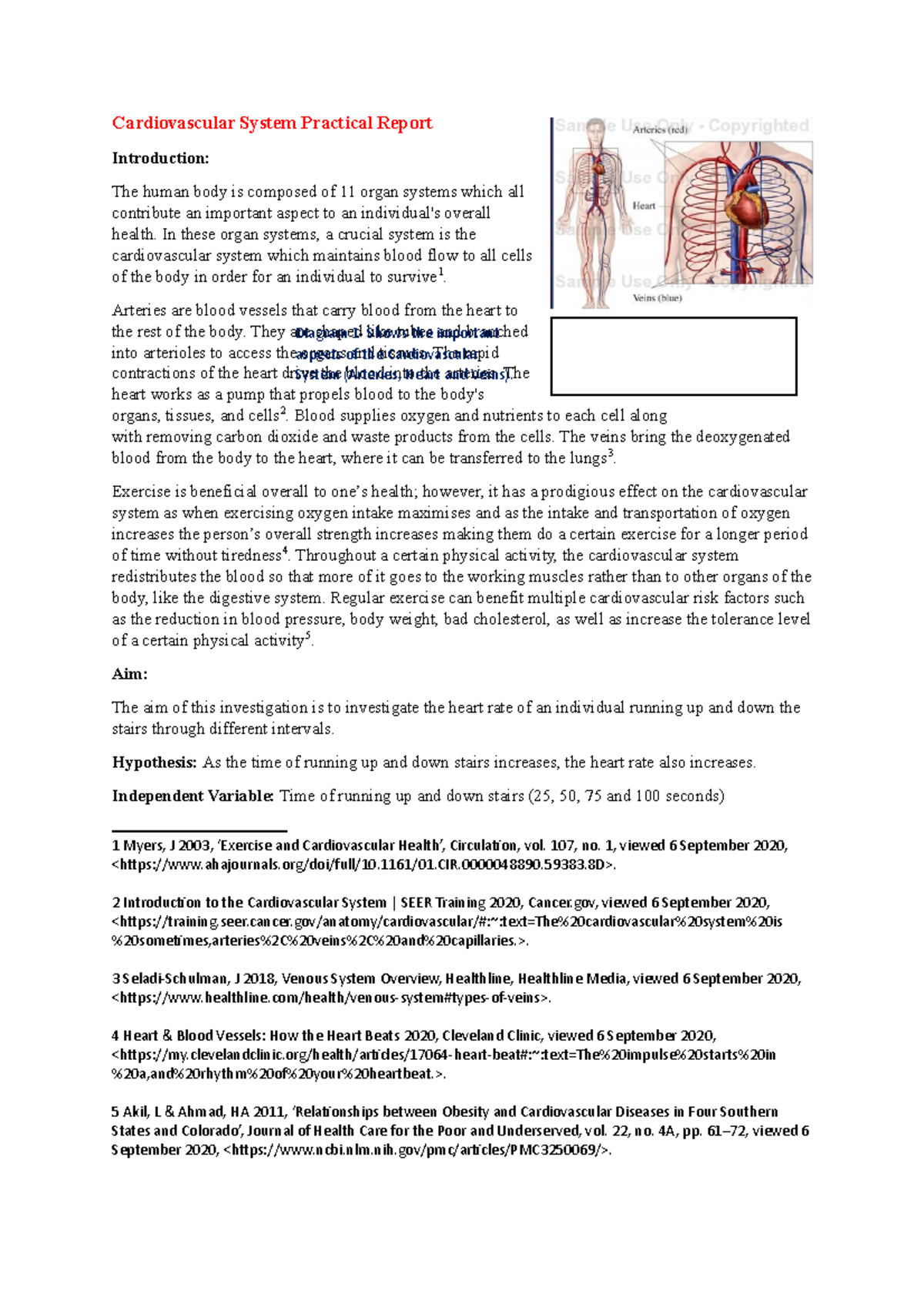 Cardiovascular System Practical Report for Exercise Heart Rate Analysis ...