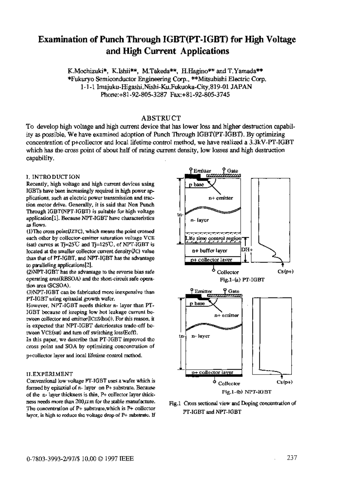 Examination of 3.3kV Punch Through IGBT for High Voltage Applications ...