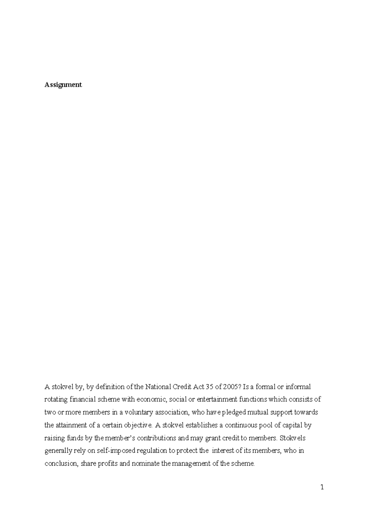 Stokvels and the National Credit Act 35 of 2005: An Overview (Lbue ...