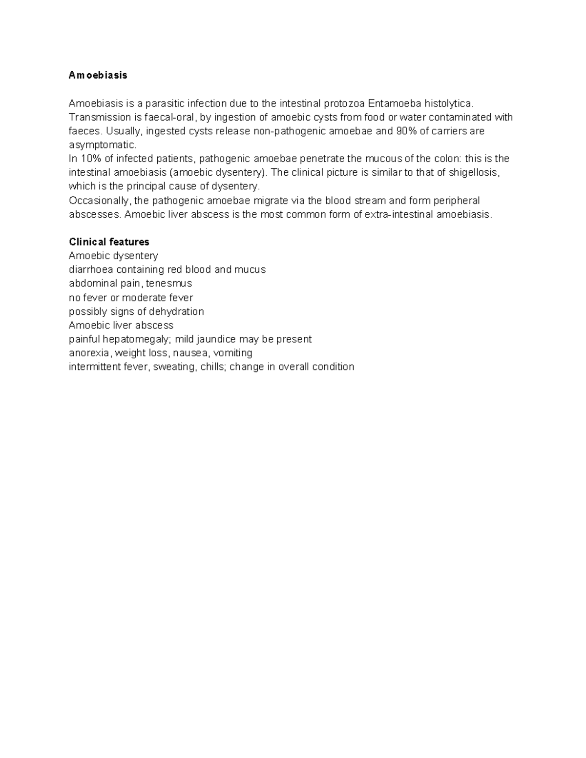 Amoebiasis - Hi! Good morning - Amoebiasis Amoebiasis is a parasitic ...
