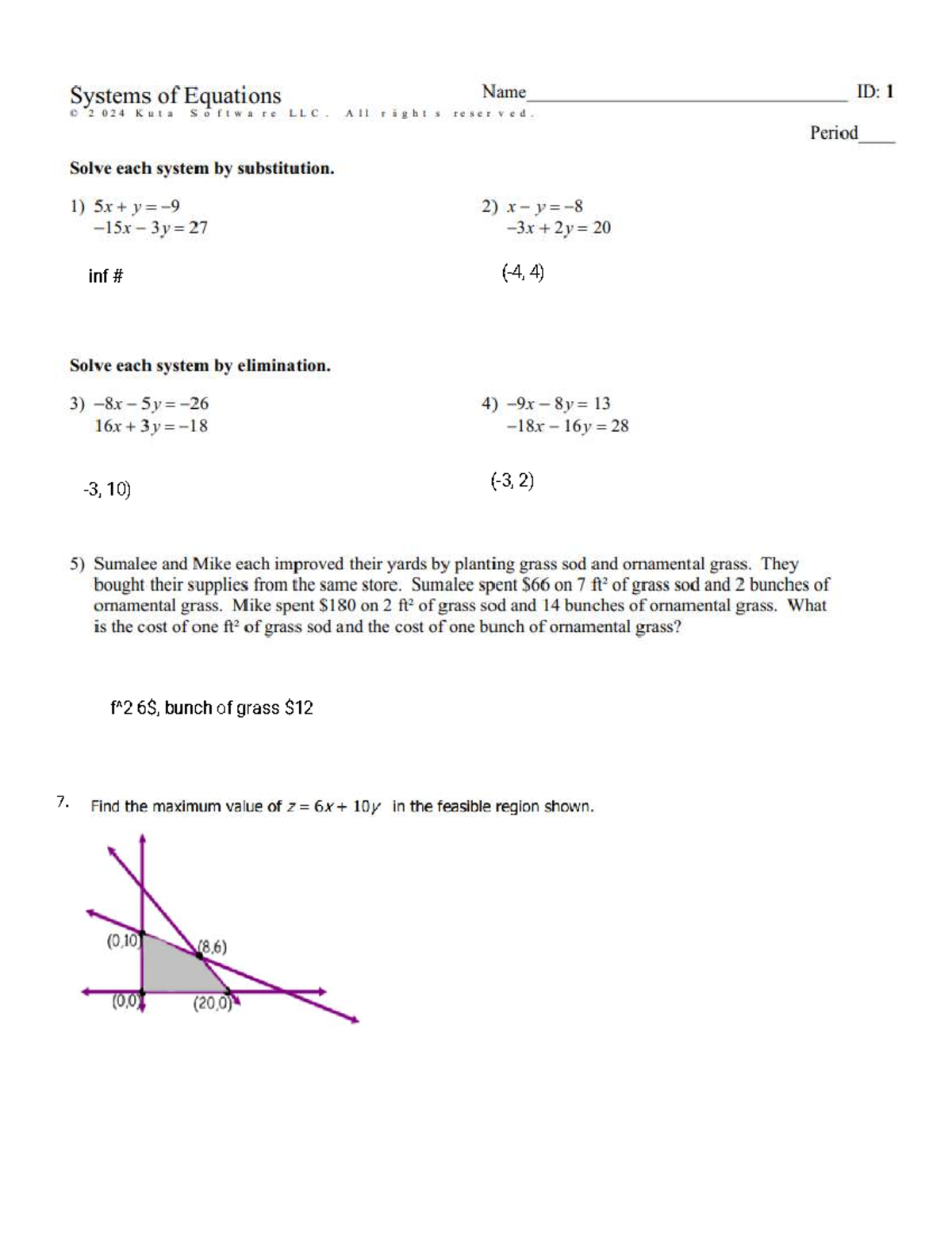 HW Systems of Equations & Inequalities (INF 4) - Graphing Objectives ...