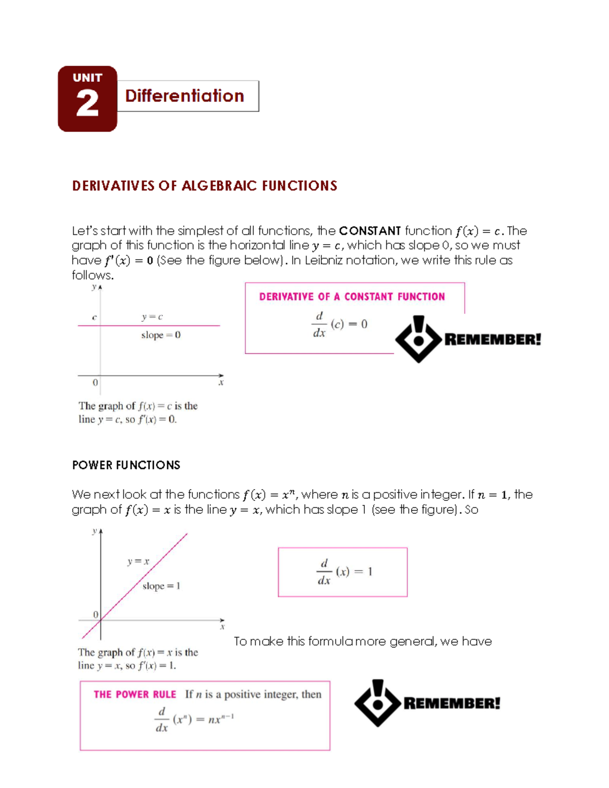 Differentiation of Algebraic Functions: Key Concepts and Rules - Studocu