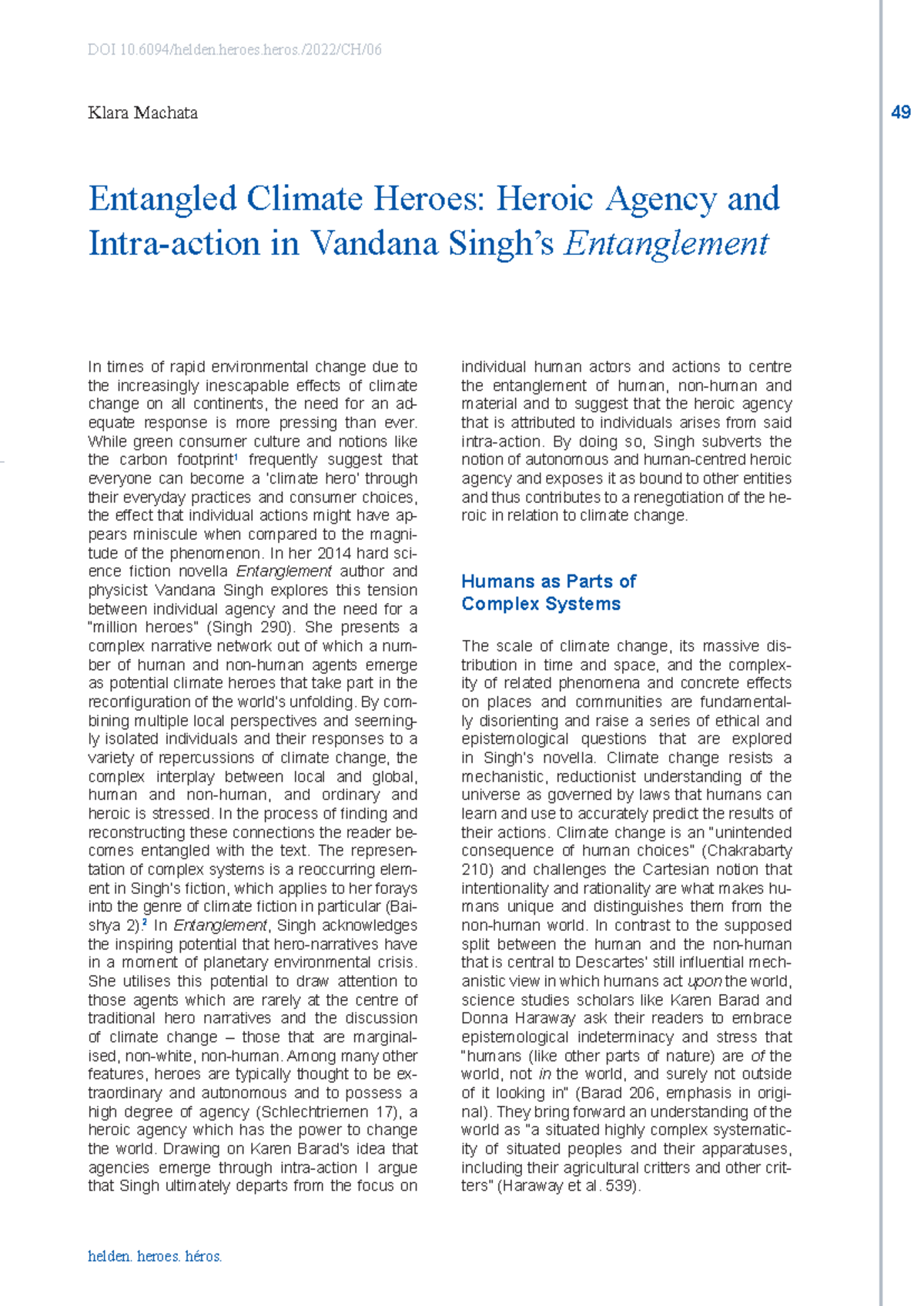 Exploring Heroic Agency and Intra-action in Vandana Singh's ...