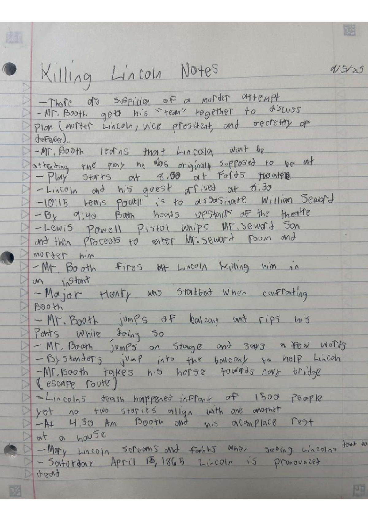 Killing Lincoln: Assassination Notes and Events (HIST 101) - Studocu
