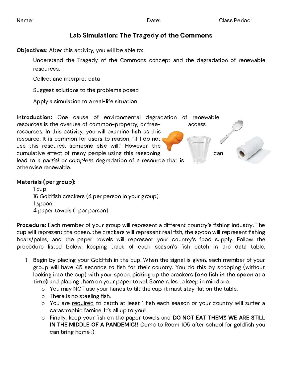 Lab Simulation Data Collection: Tragedy of the Commons (Part 1) - Studocu