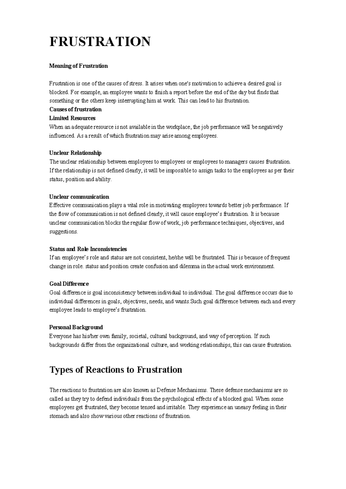 Frustration Complt 2 - important notes on human relations - FRUSTRATION ...