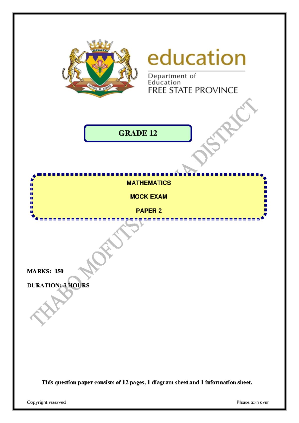 Mathematics P2 Grade 12 June Mock Exam 2024 - Detailed Insights - Studocu