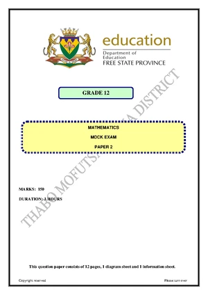 Mathematics P2 Grade 12 June Mock Exam 2024 - Copyright reserved Please ...