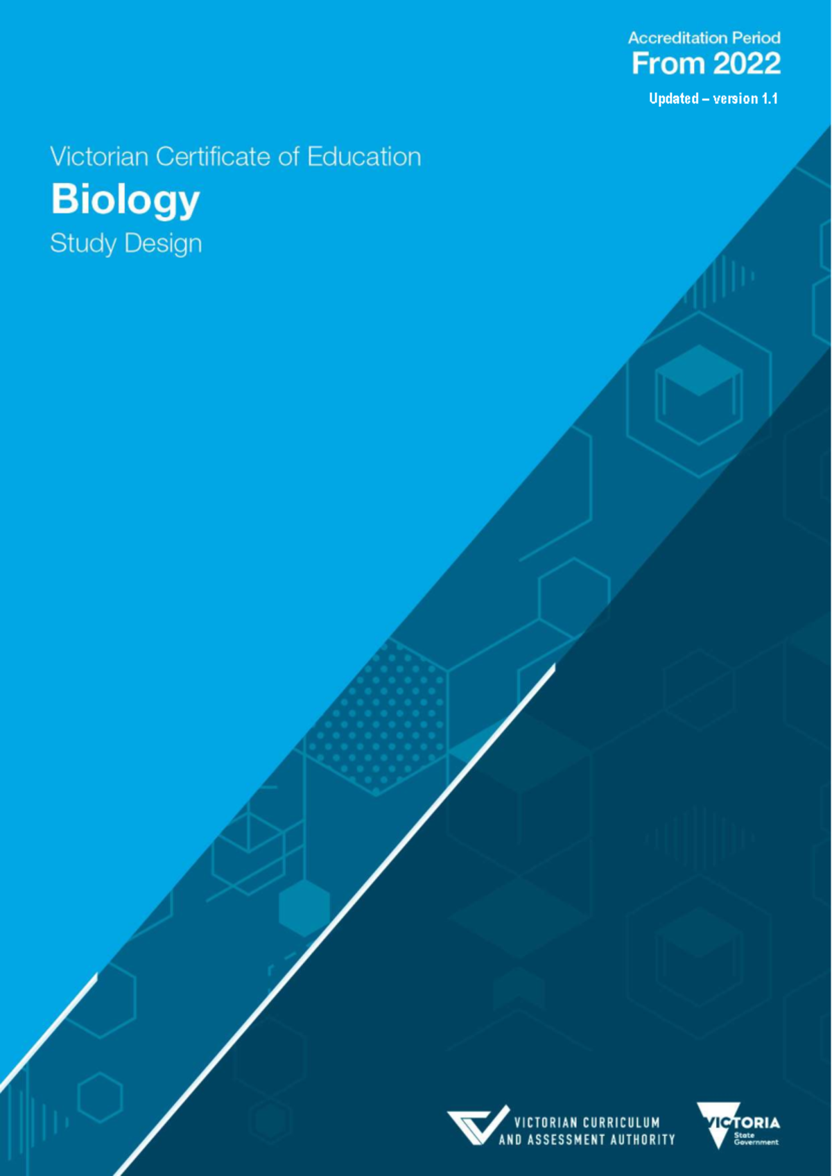 VCE Biology Study Design 2022: Updated Version 1.1 Overview - Studocu
