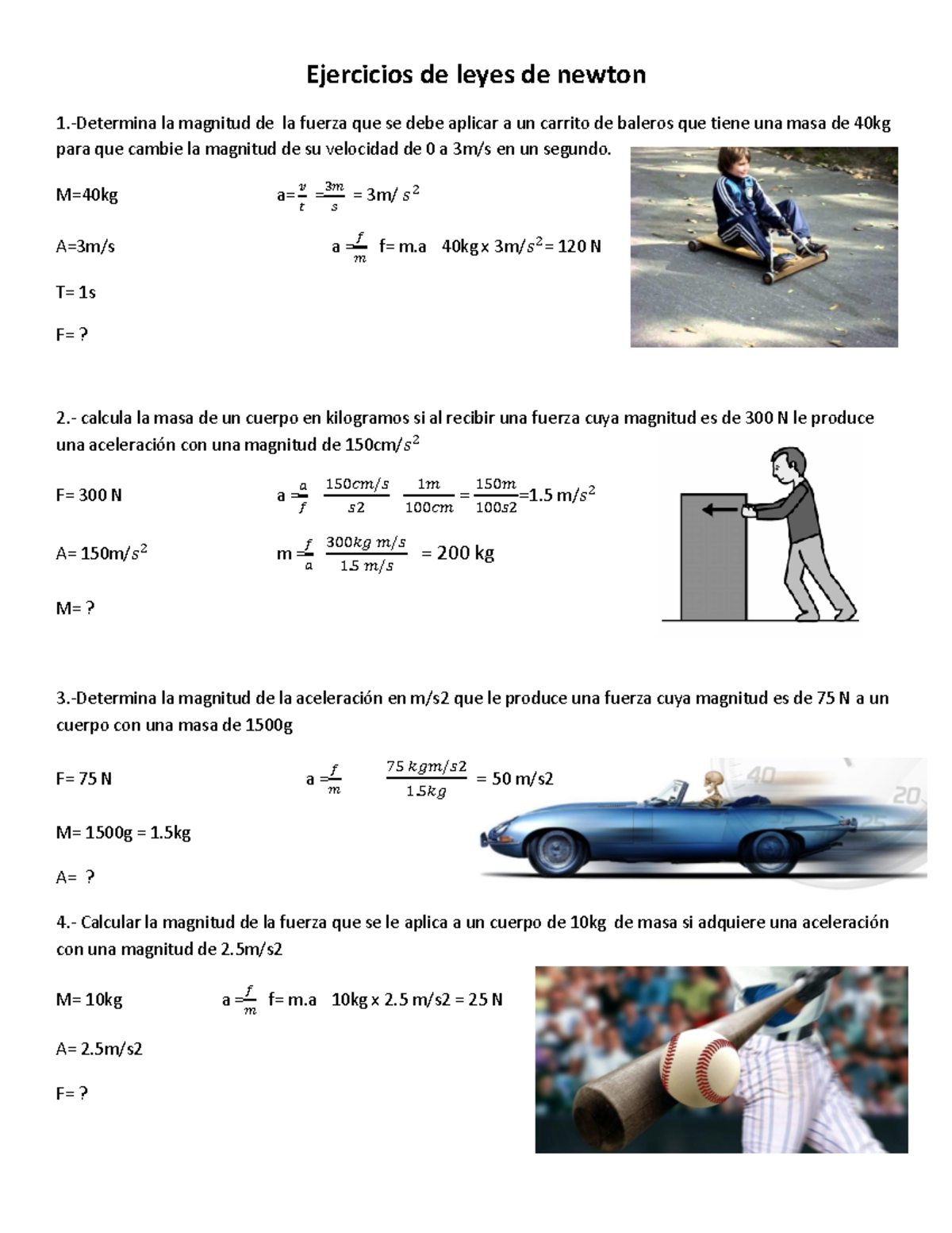 Ejercicios de Leyes de Newton - JHG - Studocu