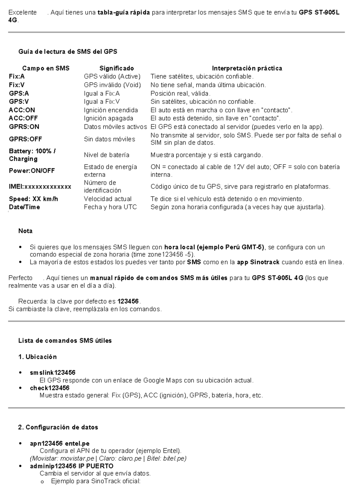 Guía de Comandos SMS para GPS 4G - Uso y Configuración en América del ...