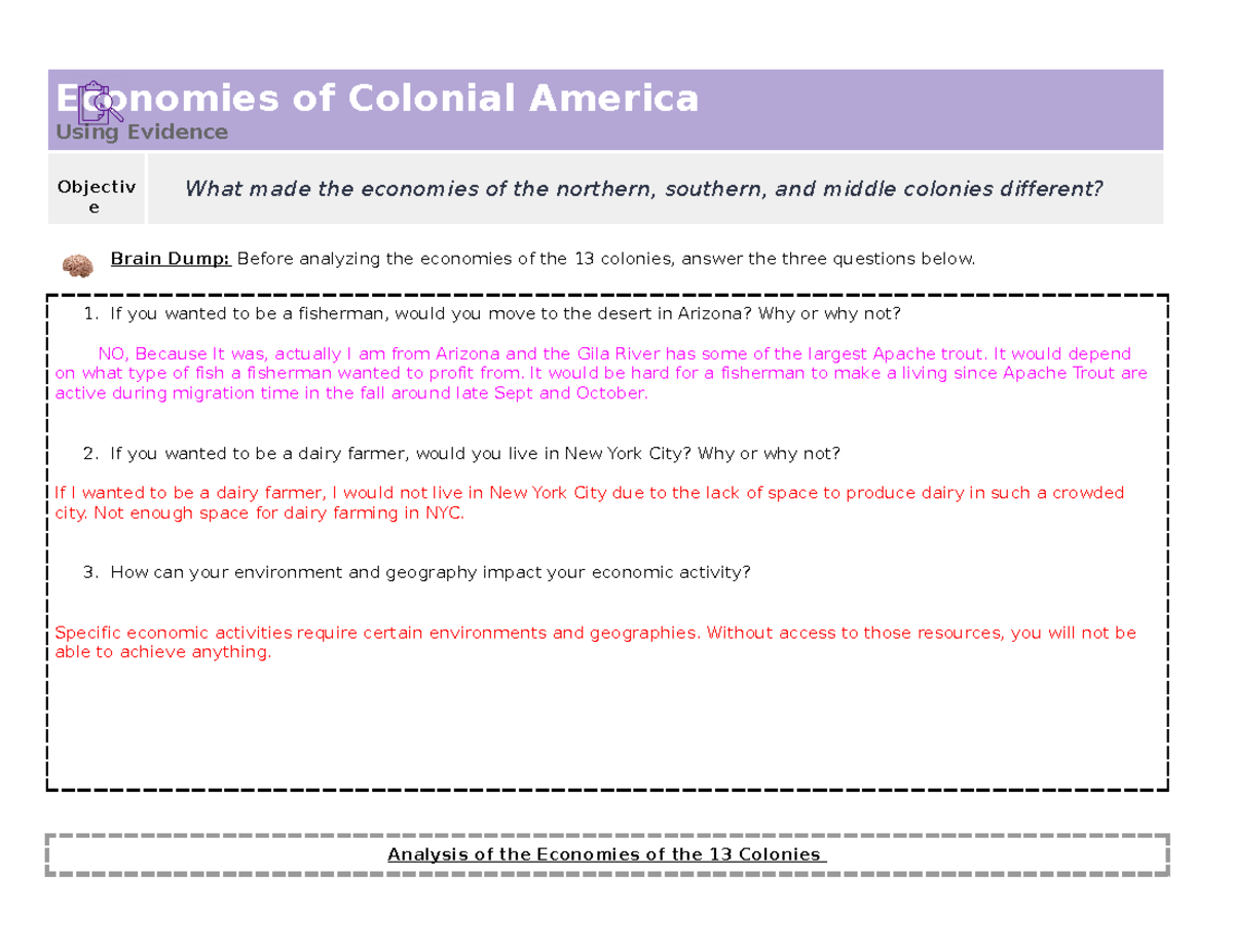 Unit 1: Analyzing Colonial Economies through Evidence and Geography ...