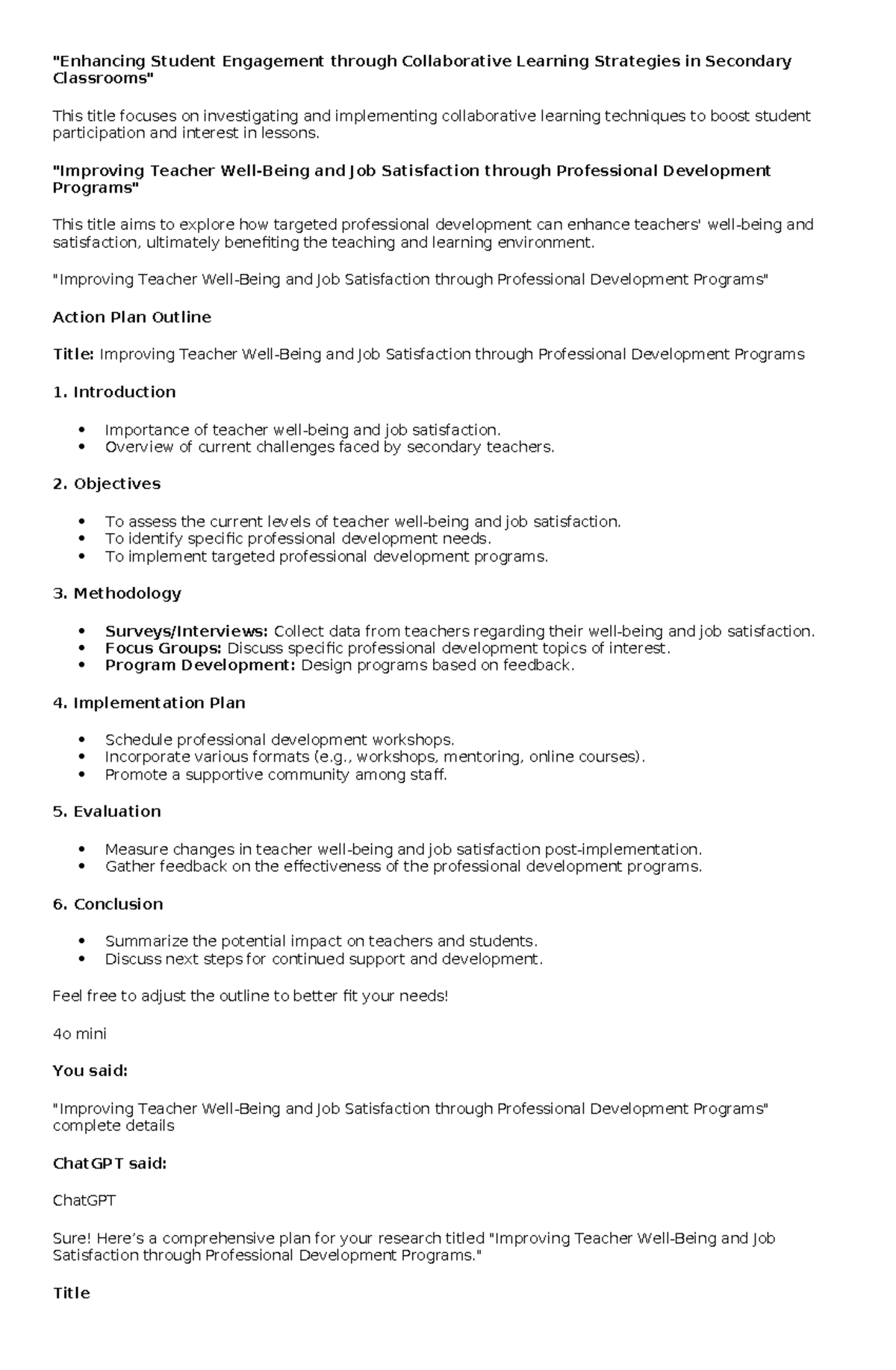 FS 2 Action Research - Improving Teacher Well-Being via PD Programs ...