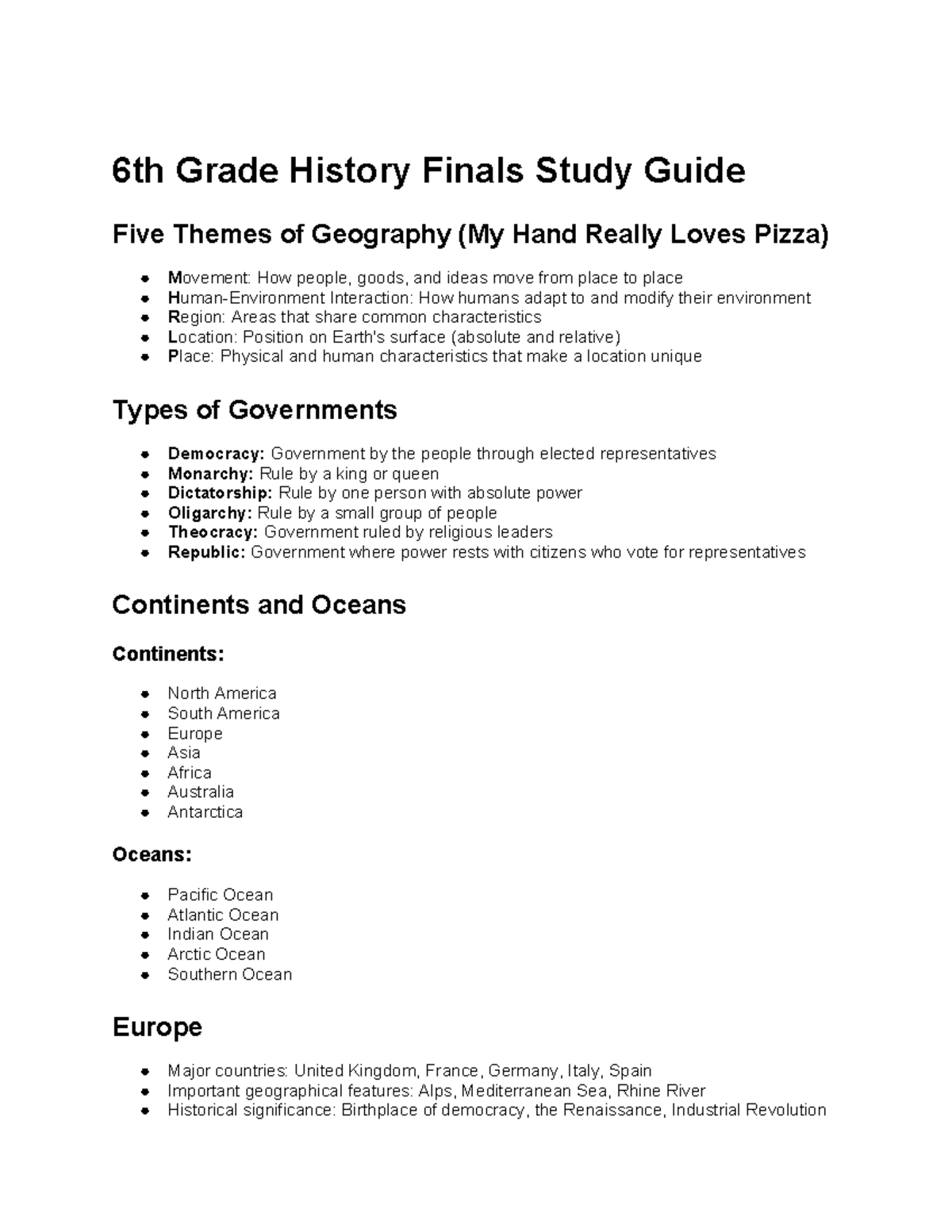 6th Grade History Final Exam Study Guide: Key Topics & Concepts - 6th Grade History Finals Study ...