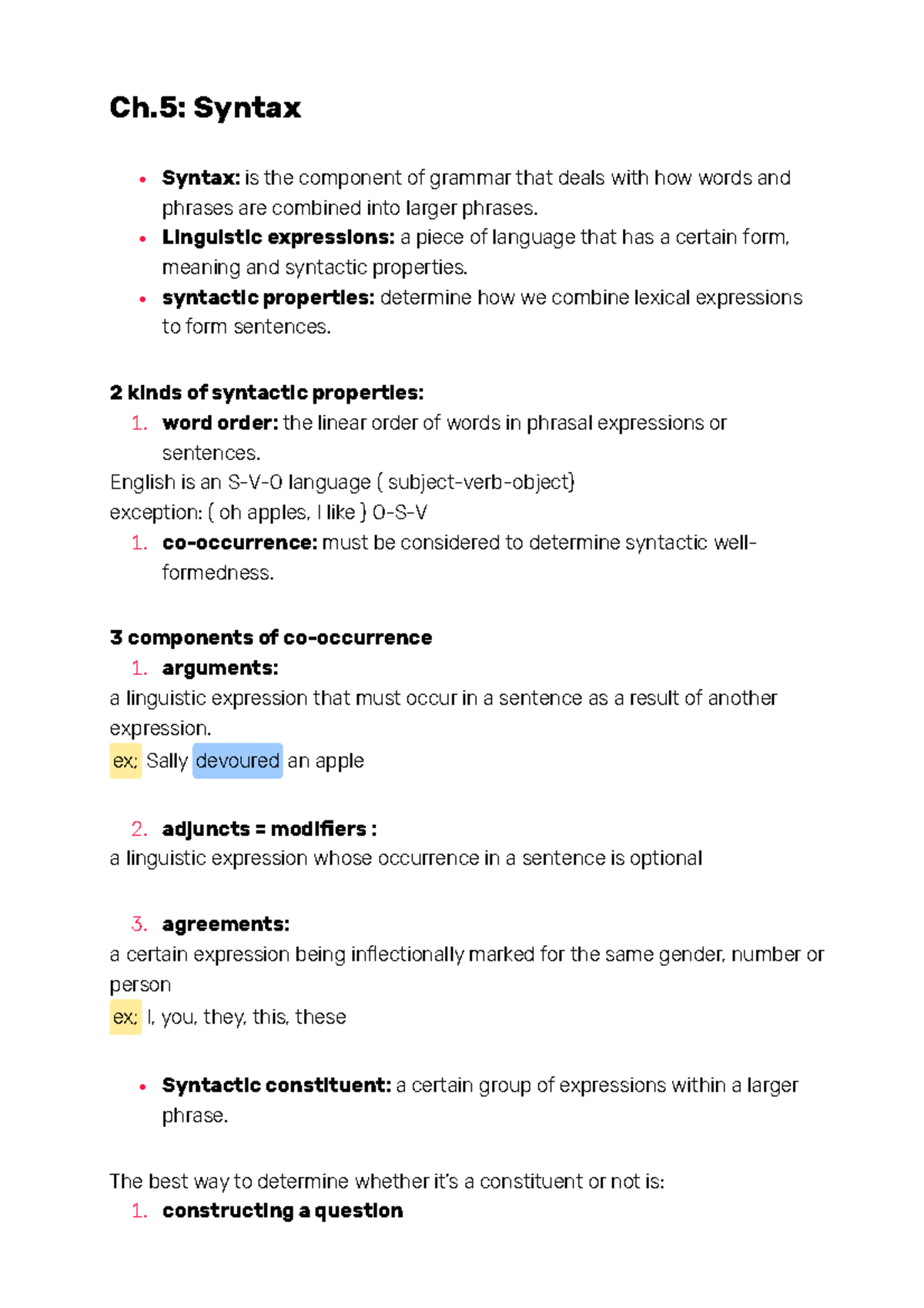 Ch.5 Syntax - Exploring Linguistic Structures and Properties - Studocu