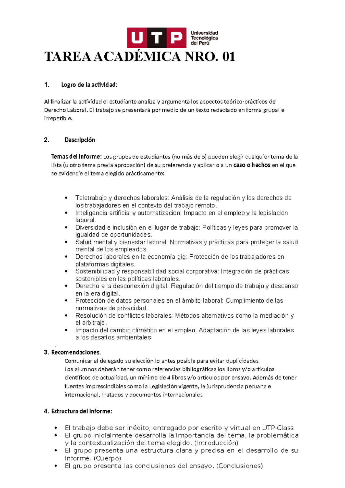 (AC-S07) Tarea Académica 01: Análisis del Derecho Laboral - Studocu
