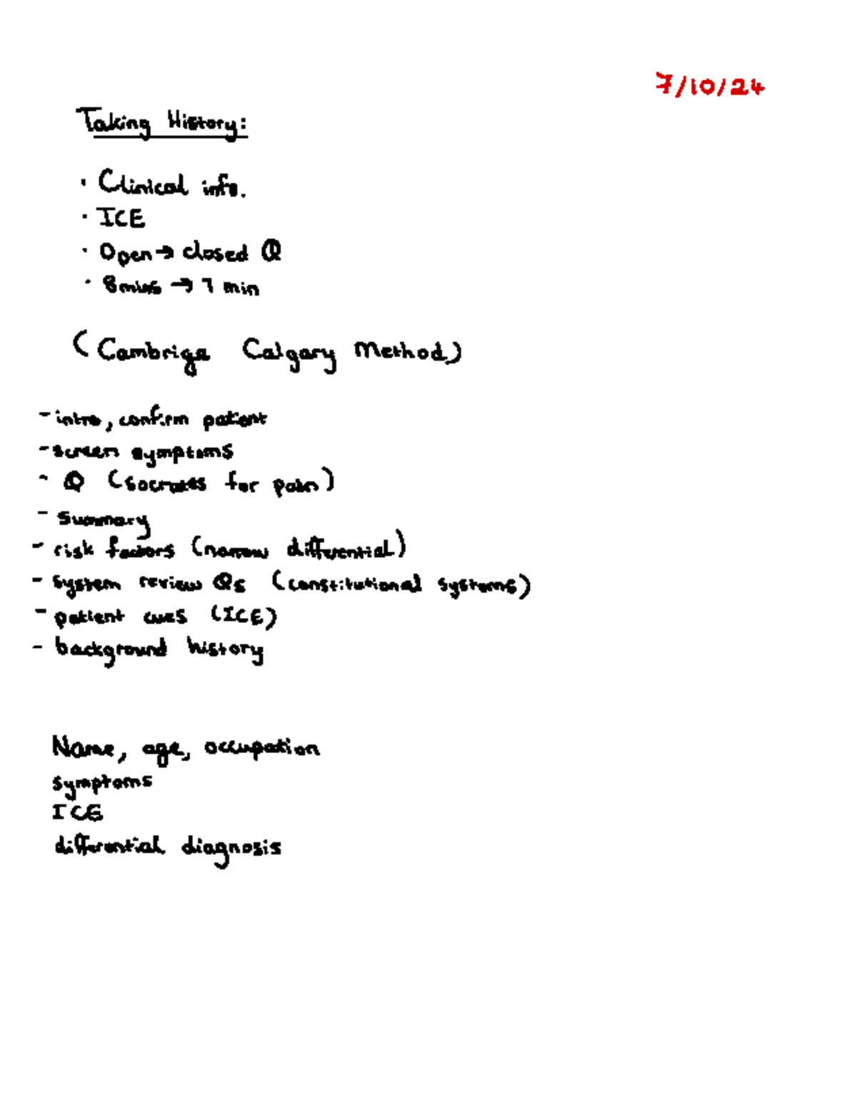 Seminar 1: Clinical History & Differential Diagnosis (ICE) - Studocu