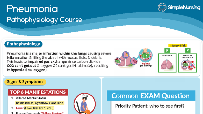 PNEU 101: Pneumonia Pathophysiology & Key Signs for Exams - Studocu