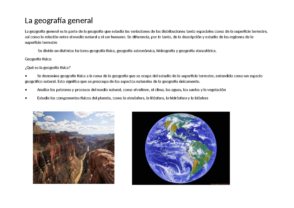 La geografía general - ingresante 2025 - La geografía general La ...