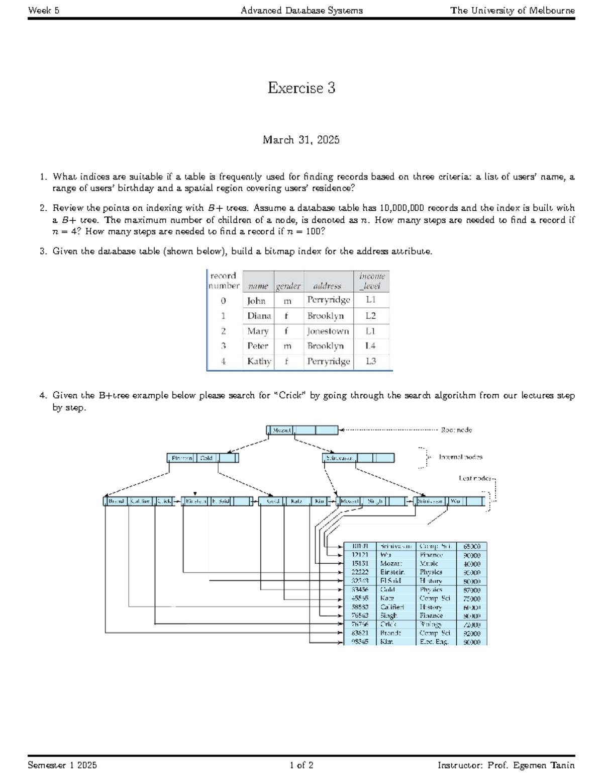 Week 5 Exercise 3: Advanced Database Systems (Semester 1 2025) - Studocu