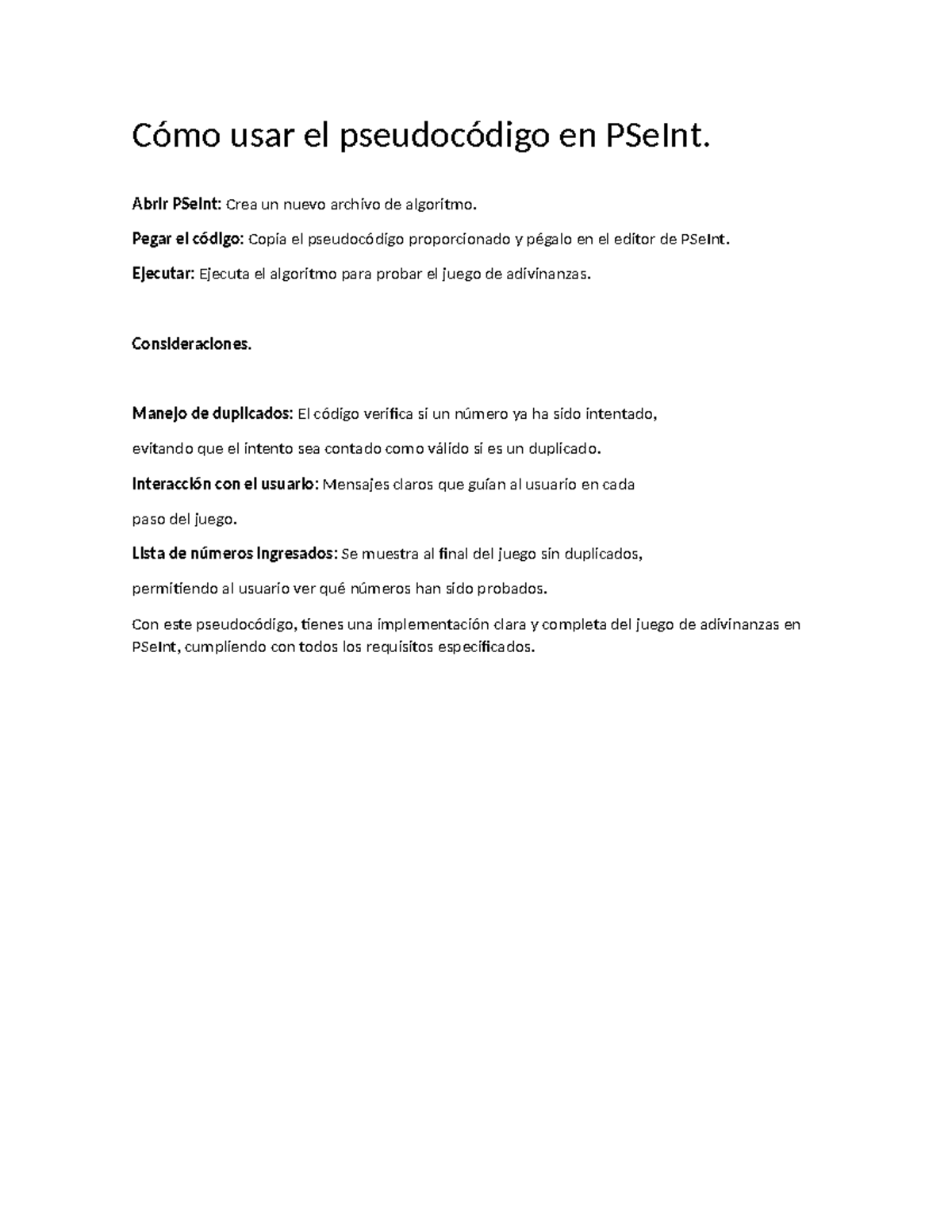 Proceso API 3 - asasdasd - Cómo usar el pseudocódigo en PSeInt. Abrir ...