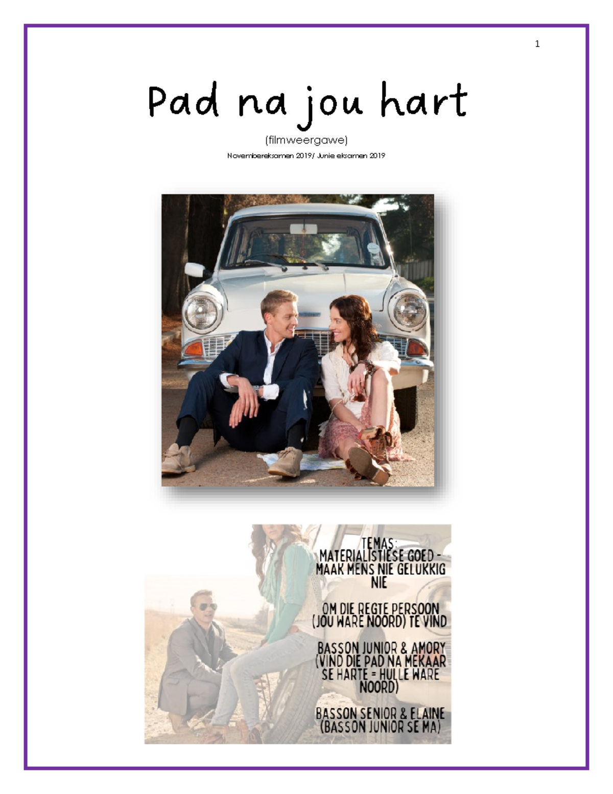 Pad na jou hart - Karakterontwikkeling en Simboliek in die Roman - Studocu