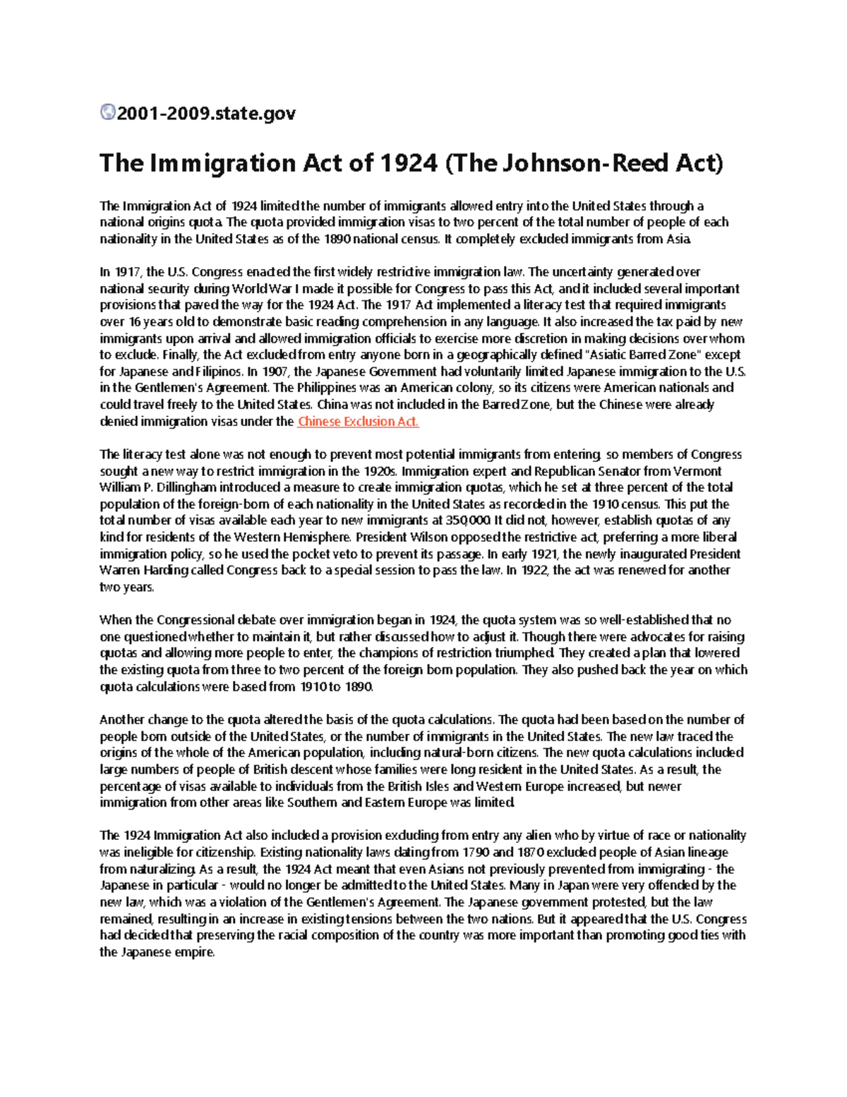 The Immigration Act of 1924: An Analysis of Its Impact and Legacy ...