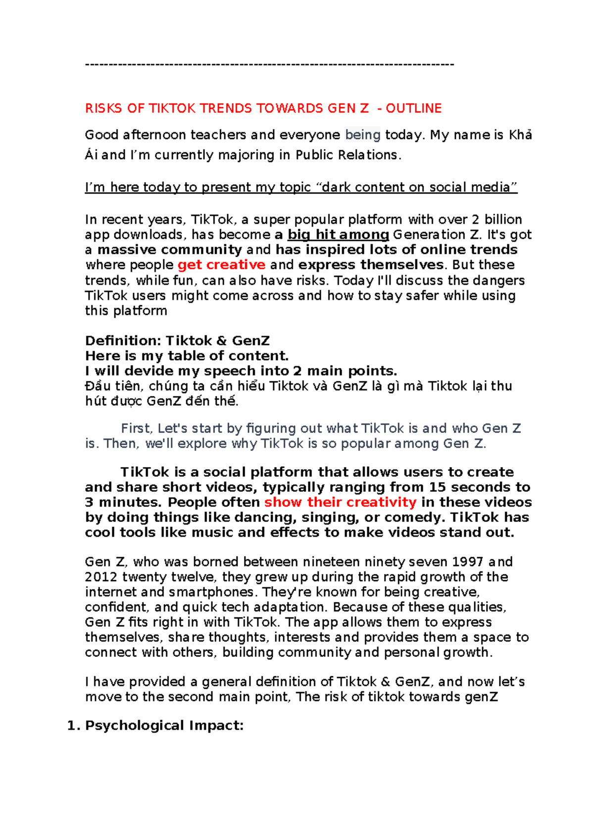 Risks of TikTok Trends for Gen Z: A Comprehensive Overview - Studocu