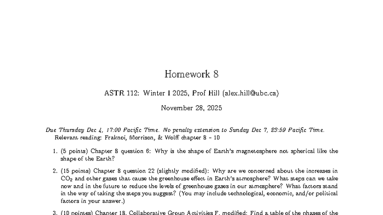 Homework 8 ASTR 112: Key Questions on Magnetosphere & Exoplanets - Studocu