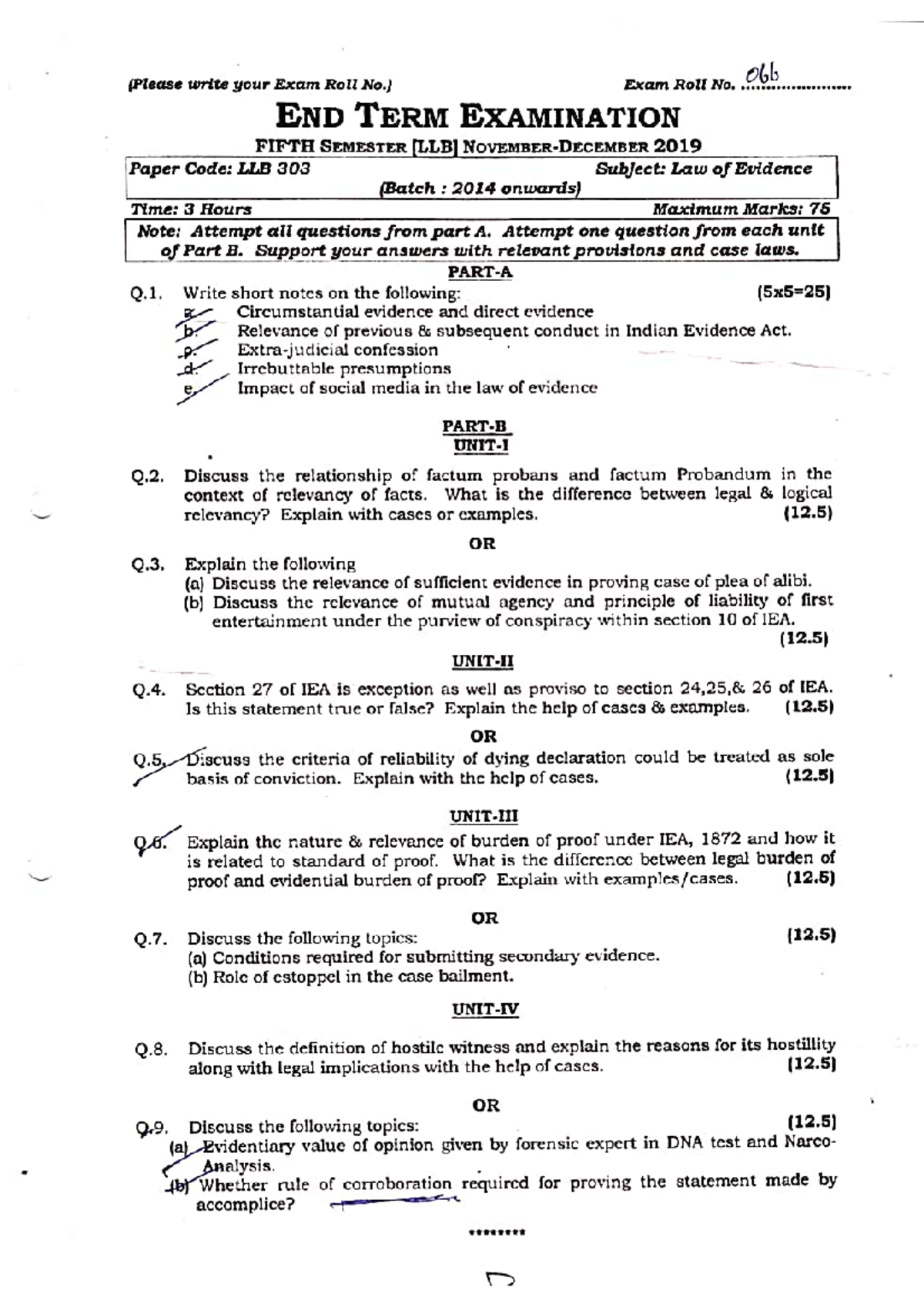 Evidence Questions Papers - IPU Ques Papers (2015-2019) - Studocu