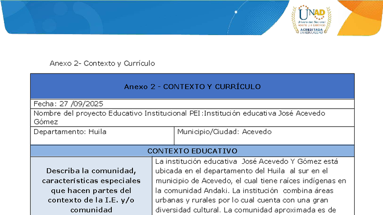 Anexo 2 - Contexto y Currículo del PEI de la I.E. José Acevedo Gómez ...