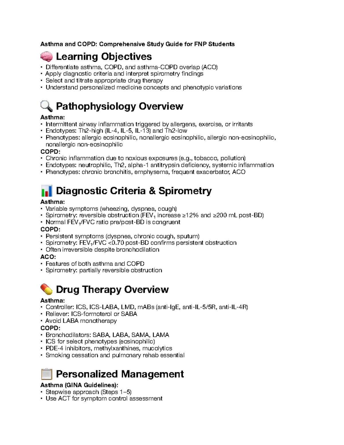Asthma and COPD: Essential Study Guide for FNP Students - Studocu
