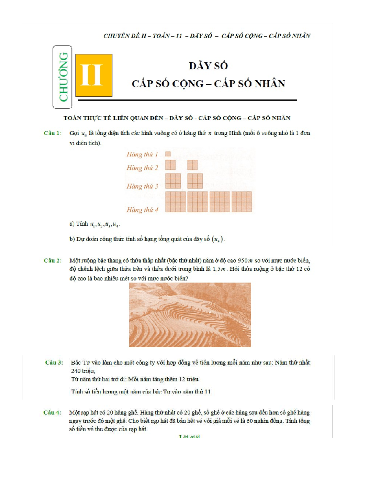 CSN CSC Toán Thực Tế - Chuyên Đề II lớp 11 - Studocu