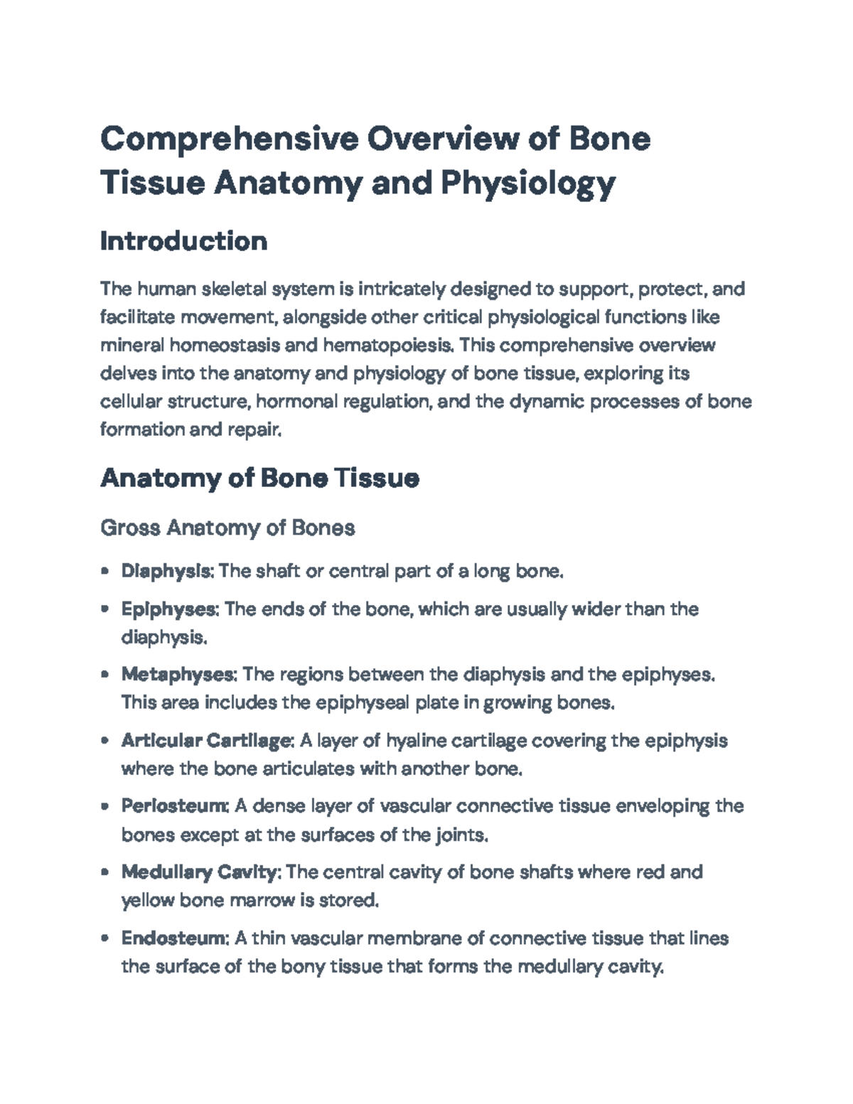 Comprehensive Overview of Bone Tissue Anatomy and Physiology ...