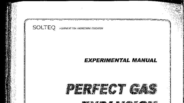 Perfect Gas Expansion Apparatus (Model: TH 11) Manual - Studocu