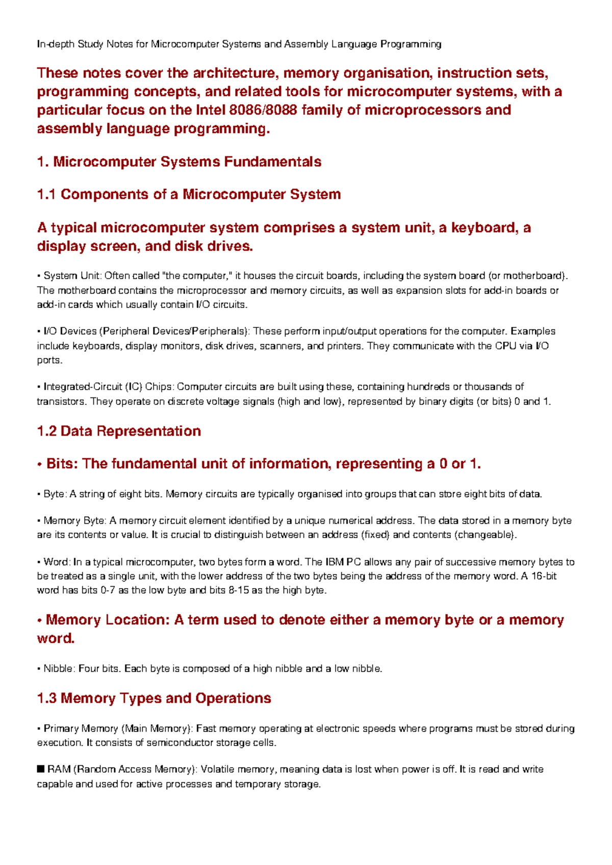 Microcomputer Systems & Assembly Language Programming Notes - Studocu