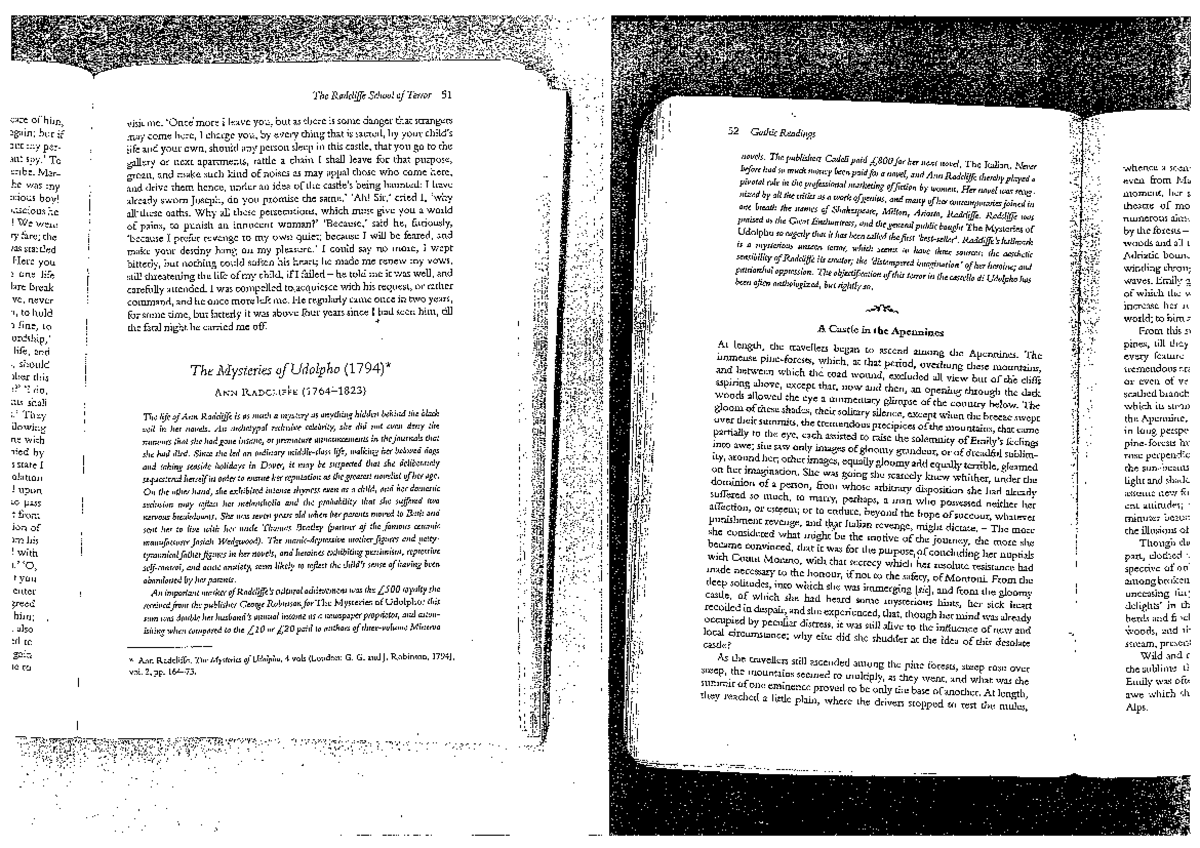 Gothic Readings: The Mysteries of Udolpho and Beyond (ENG 321) - Studocu