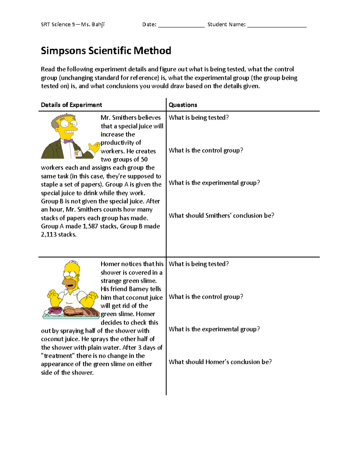 SRT Science 9 - Simpsons Experiment: Understanding the Scientific ...