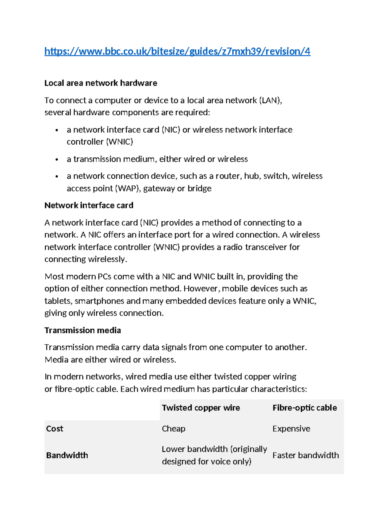 LAN Hardware Components Overview - Studocu