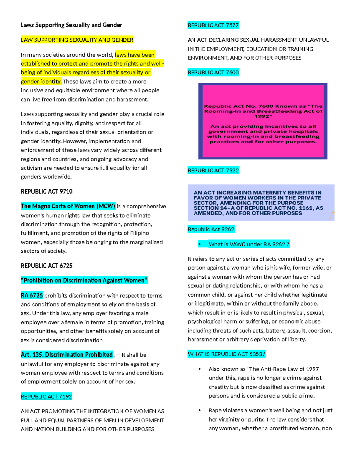 LAW 2023: Comprehensive Overview of Gender & Sexuality Laws - Studocu
