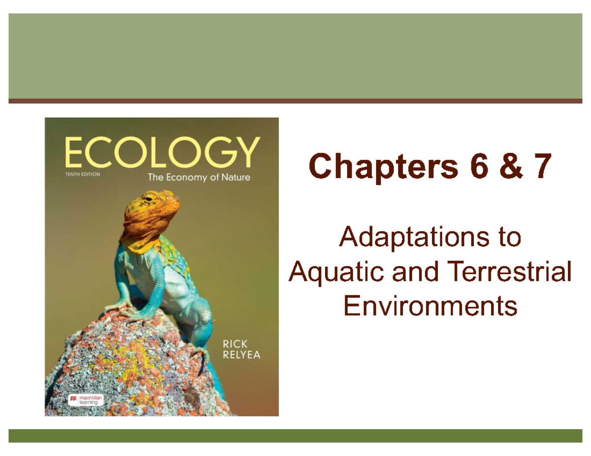 Ch 6 & 7: Overview of Aquatic & Terrestrial Adaptations - Studocu