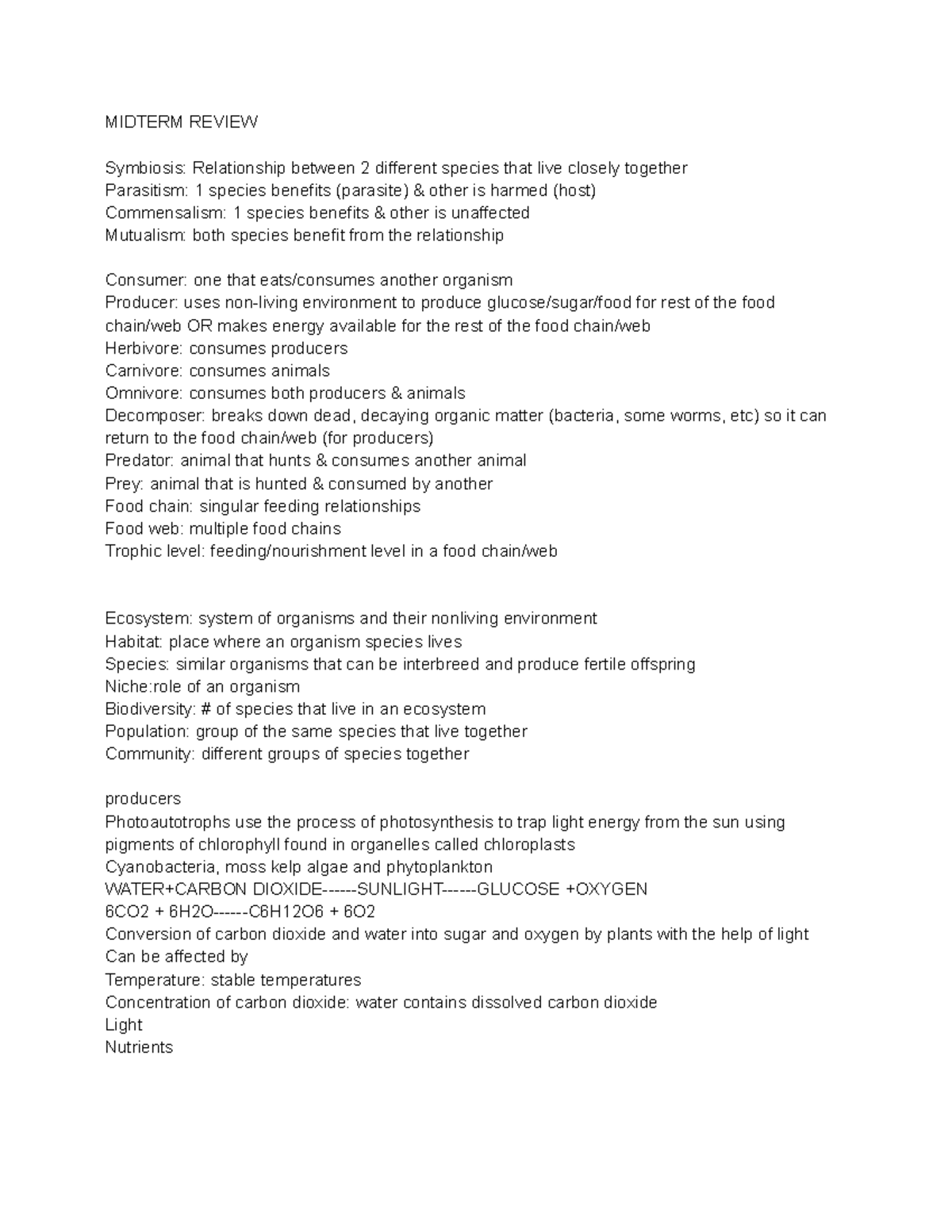 AICE Marine Midterm Review: Key Concepts and Trophic Relationships ...