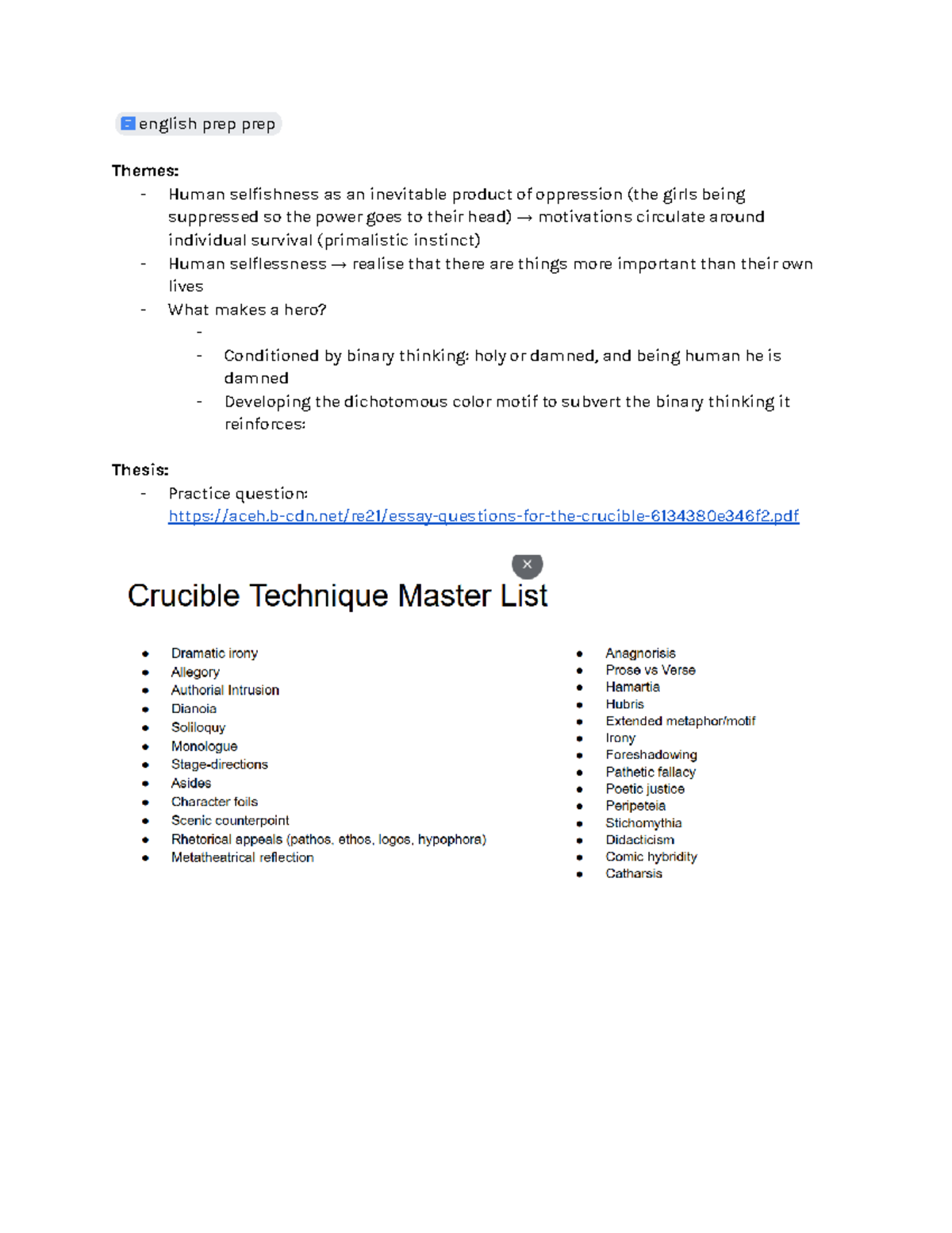 ENG 101: Paper 1 Practice - Exploring Human Nature in The Crucible ...